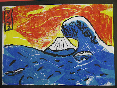 Godzilla's Den: Hokusai Woodblock Prints (made from polystyrene!)
