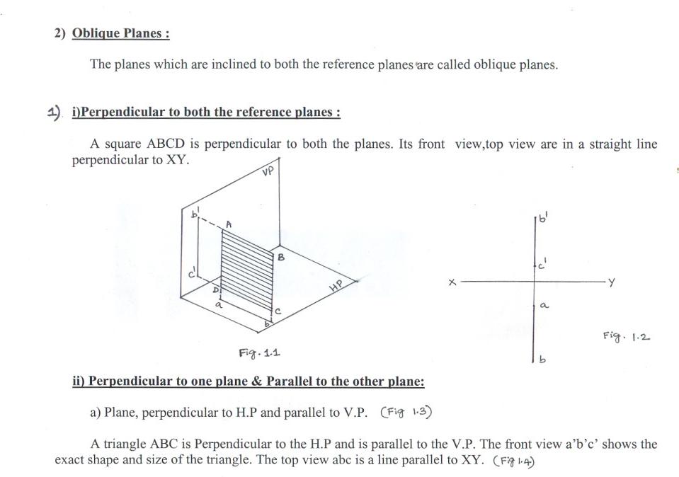 ENGINEERING DRAWING: PROJECTIONS OF PLANES