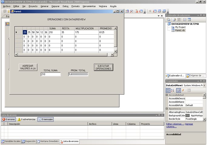 Visual Studio.net: DATAGRIDVIEW VB.NET