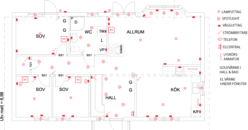 Hudikhus i Norrtälje: El ritning