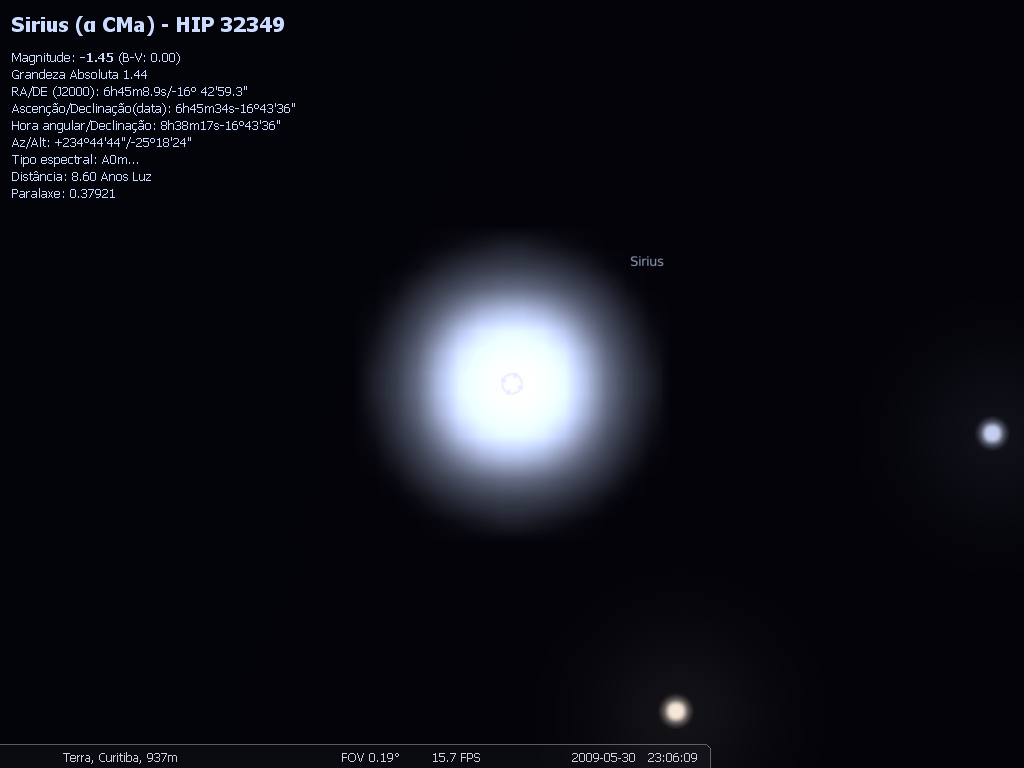 ASTRONOMIA E ENERGIA SOLAR: Estrela Padrão Sirius AOm