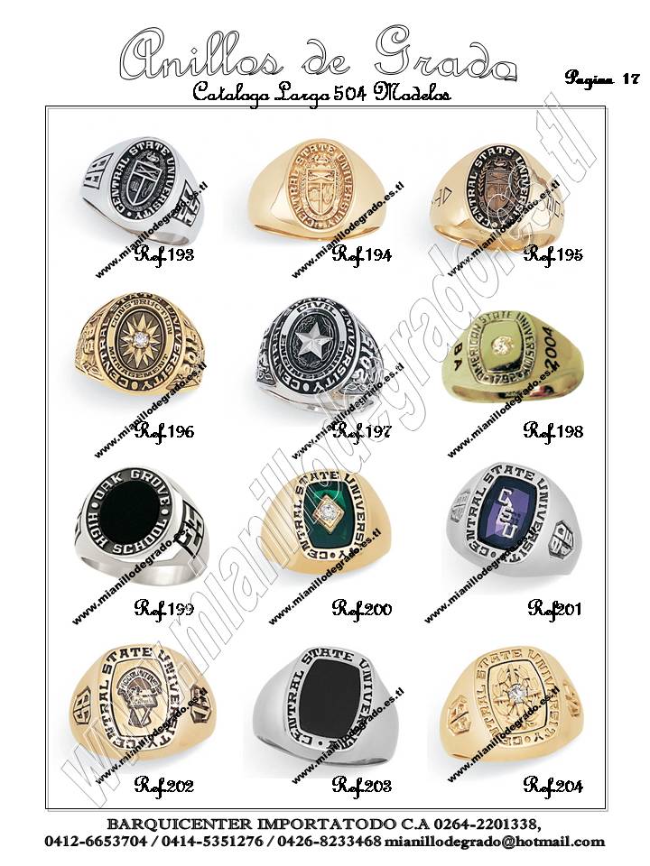 ANILLOS DE GRADO Y AROS DE MATRIMONIO: ANILLOS CATALOGO I