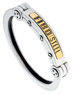 Very High End: FIBO Stainless Steel Bracelet with Gold Logo