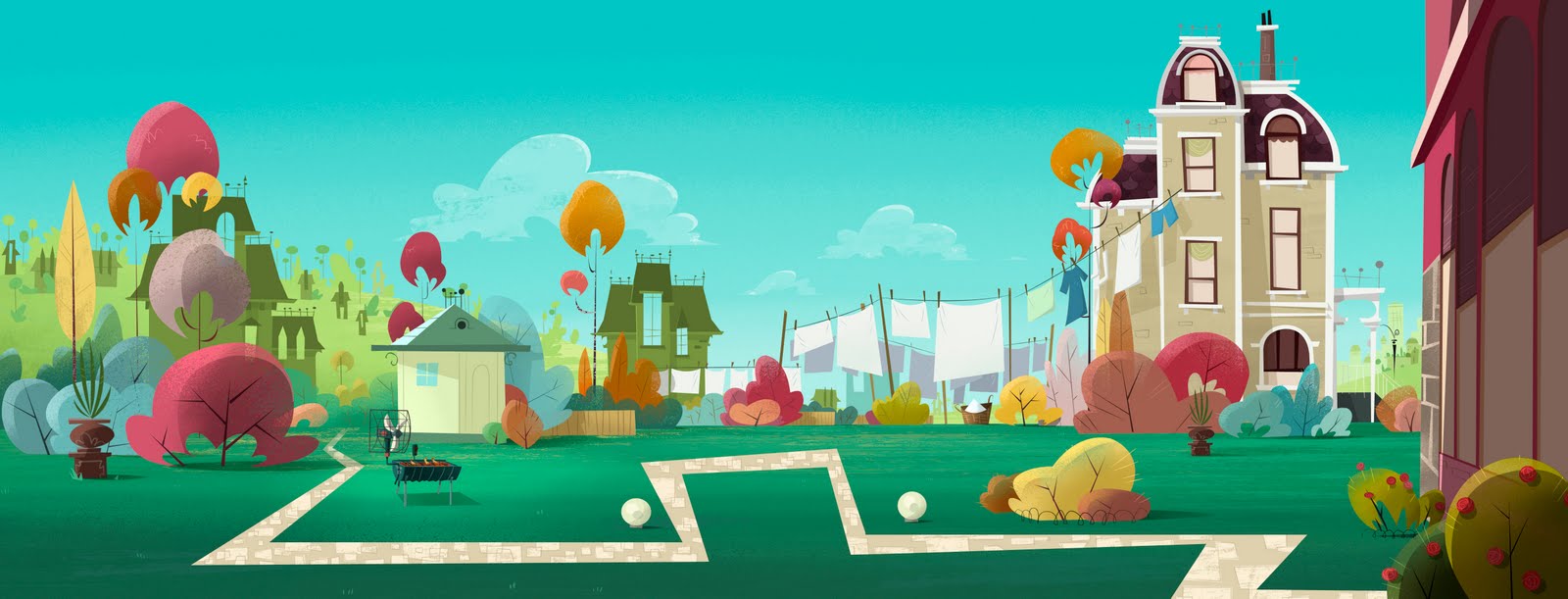 .: Décors pour la série Eliot Kid 2