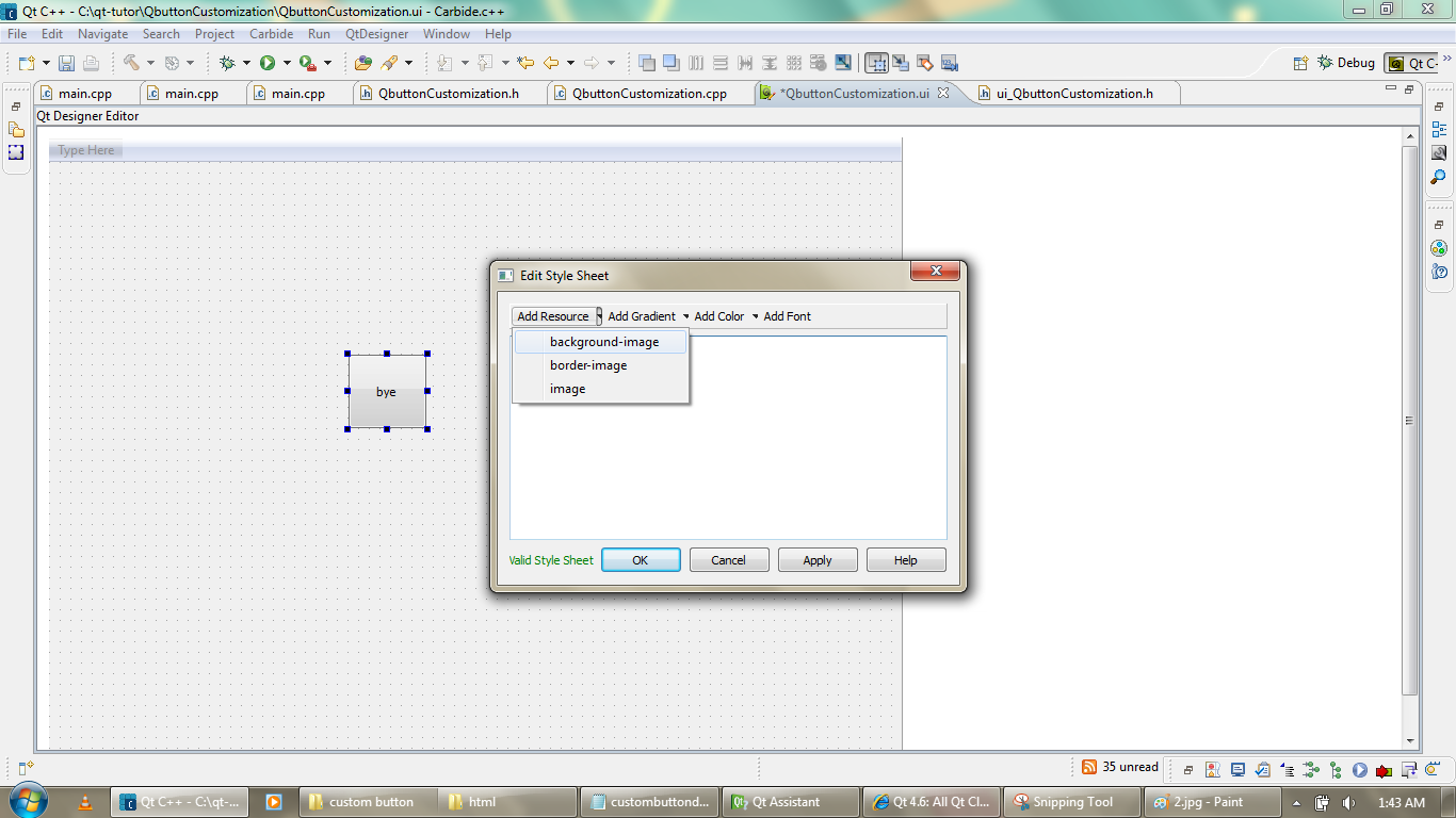 Qt Articlesqt Sample Codesqt Programming How To Add Stylesheet For