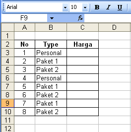 Tutorial Yang Bermanfaat: Fungsi IF Nested (IF Bersarang) di excel 2003