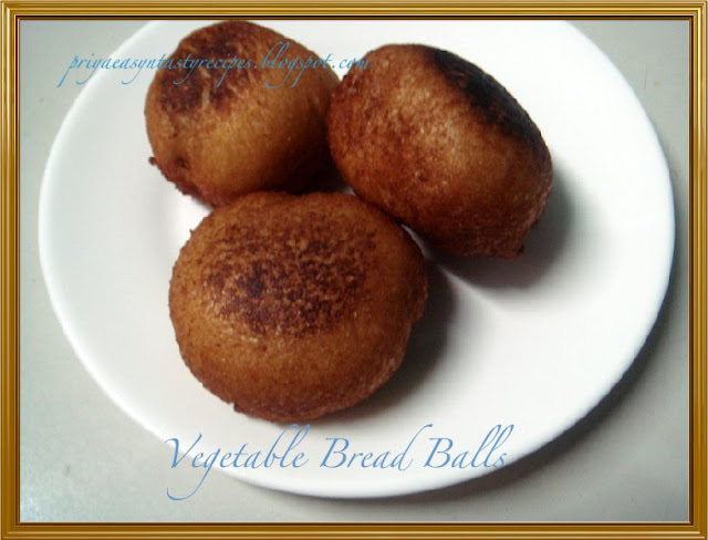 Priya's Versatile Recipes: Vegetable Bread Balls - Kid's Friendly Snack