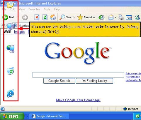 How to show the desktop icons without showing the desktop