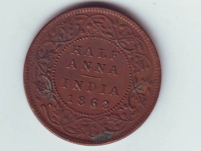 Rare Indian Collectibles: Very Fine 1862 Victoria Queen Half Anna ...