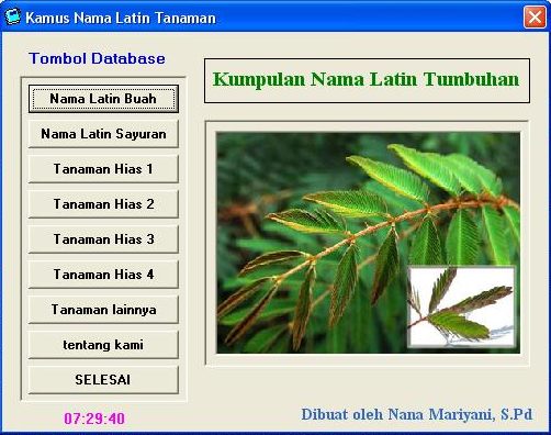 Selamat Datang: Aplikasi sederhana mencari nama latin Tanaman