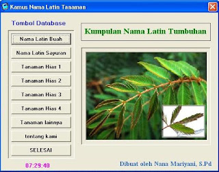Selamat Datang: Aplikasi sederhana mencari nama latin Tanaman