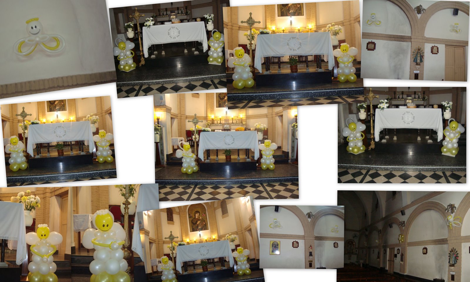 Deco Globos Any: Iglesia Perpetuo Socorro angeles de pared y en el altar