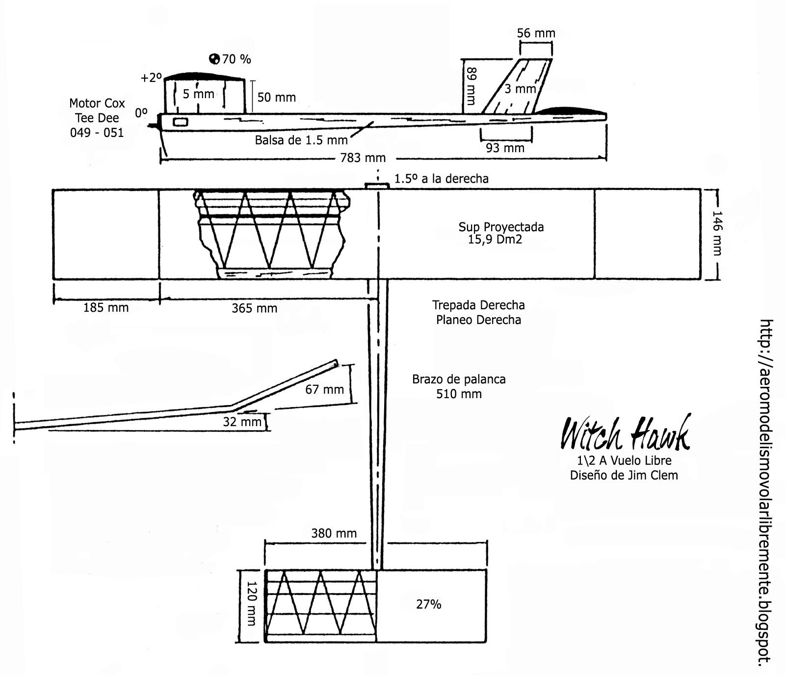Volar Libremente - Free Flight Models Airplanes: WITCH HAWK de Jim Clem ...