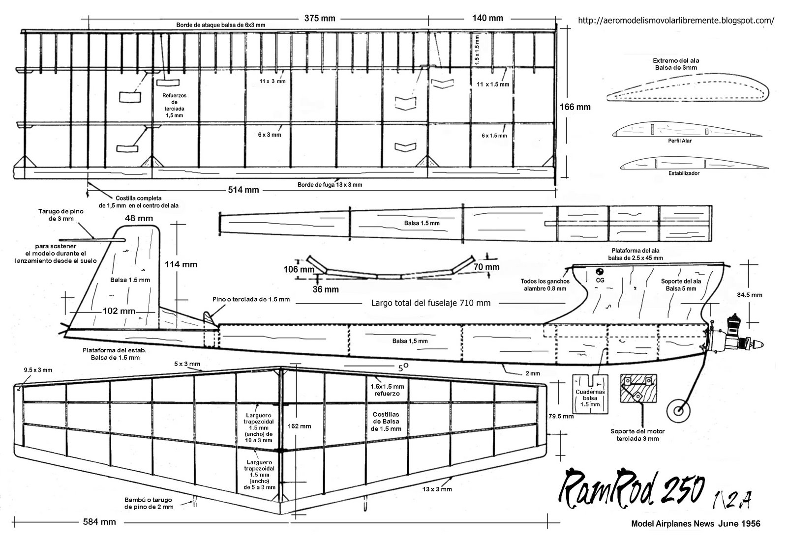 Volar Libremente - Free Flight Models Airplanes: RAMROD 250 - 600. Ron ...
