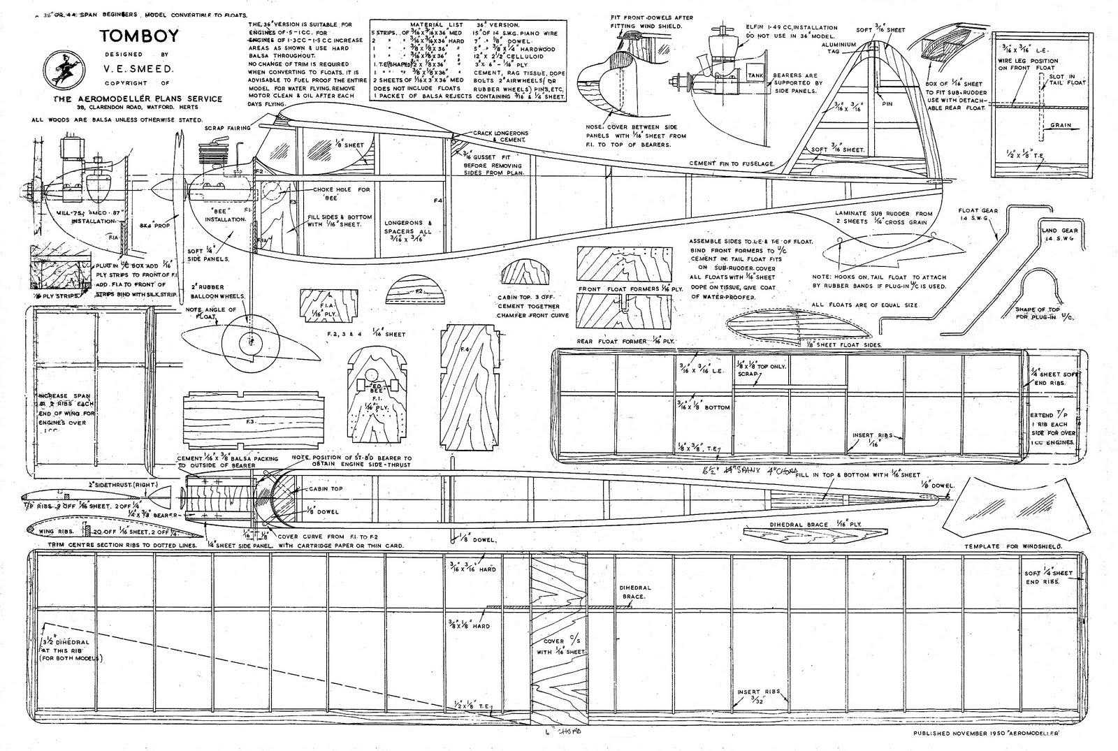Volar Libremente - Free Flight Models Airplanes: TOMBOY de Vic Smeed 1951