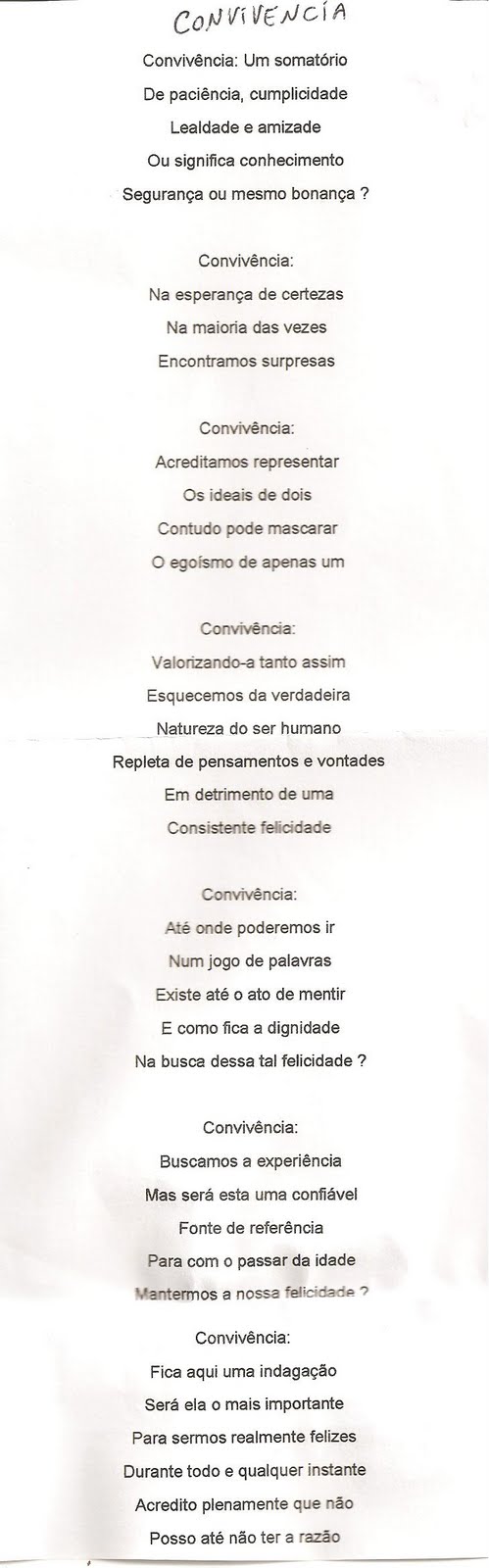 Conviva mais e melhor: Poesias sobre Convivência