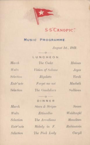 The Genealogy of Torre le Nocelle, Italy: Ship Manifest: SS Canopic ...
