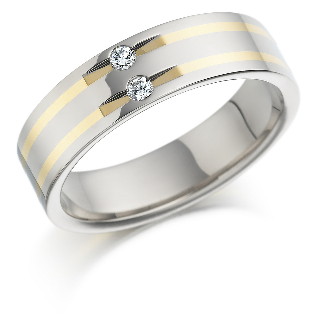 Two Lines Gold Bridal Rings - Wedding Rings