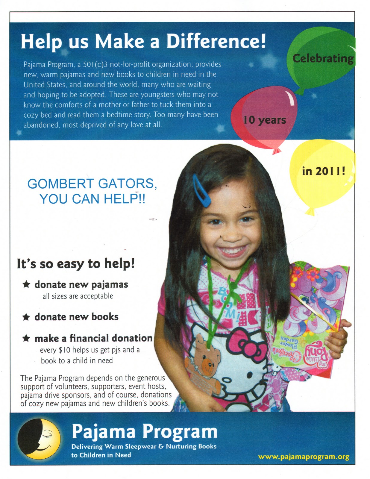 Gombert Student Council: Pajama Program Donations NEEDED!