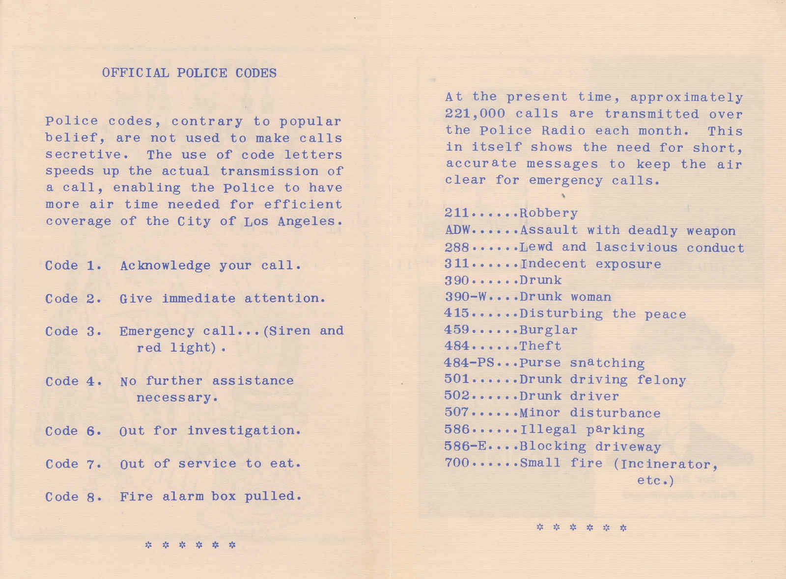 Welcome!: 1950's LAPD Directory of Police Calls Booklet (Podcast 25)