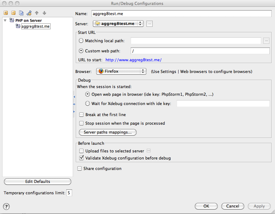 Clicking on Server path mappings:
