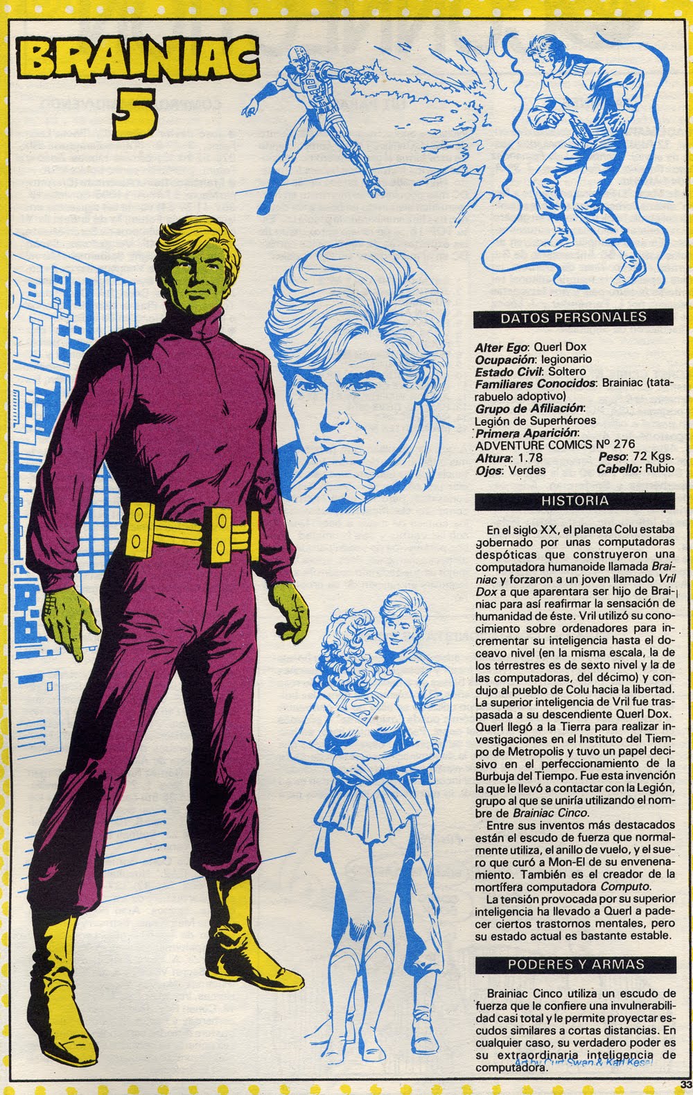 Fichas de Superheroes Marvel y DC: Brainiac 5