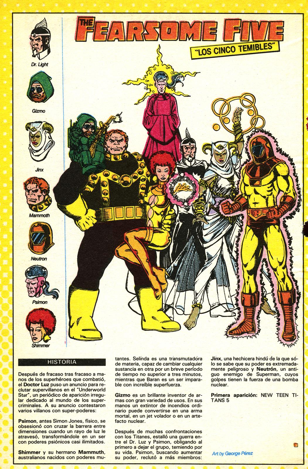 Fichas de Superheroes Marvel y DC: Cinco Temibles