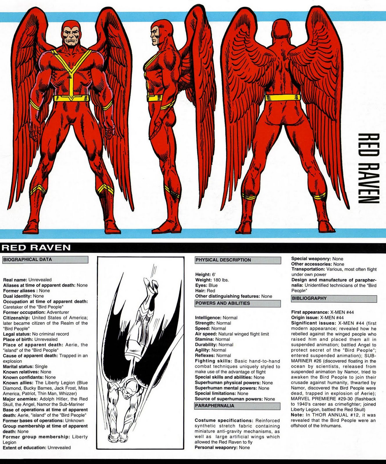 Fichas de Superheroes Marvel y DC: Cuervo Rojo