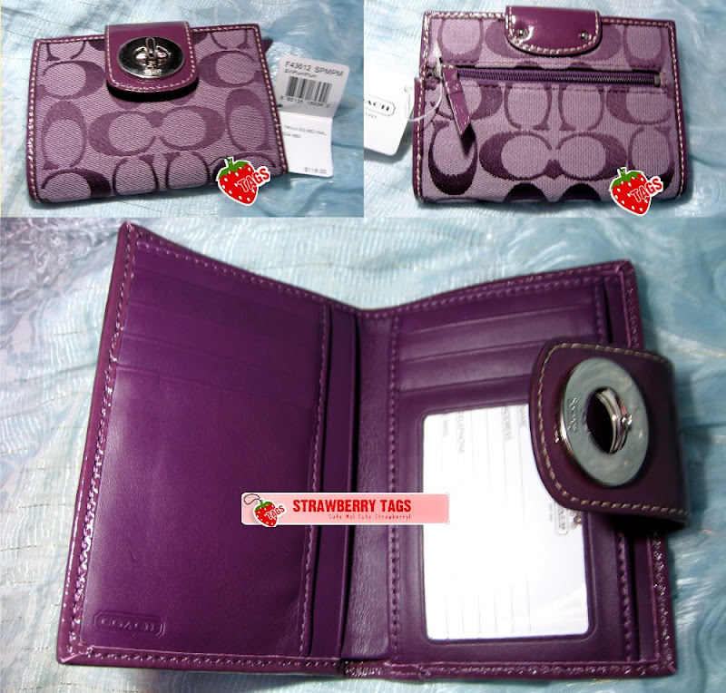 ~StrawBerry TaGs~: COACH Turnlock Signature Medium Wallet (Plum)