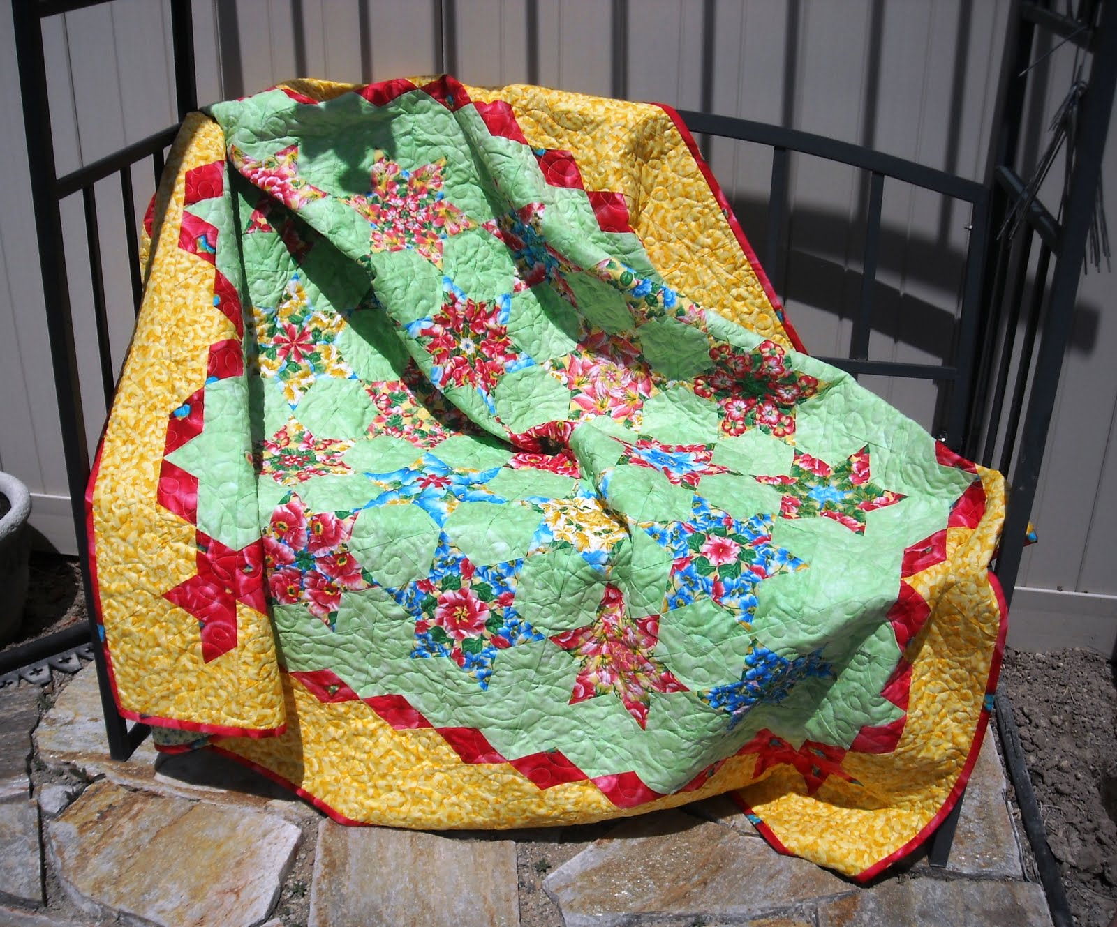 Old Days-Old Ways: Stack-and-Whack Flower Quilt