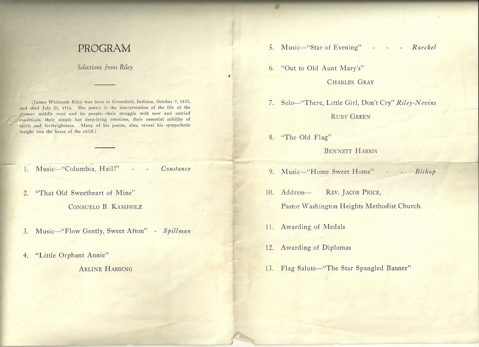Heirlooms Reunited: 1923 Closing Exercises Program, Public School 46 ...