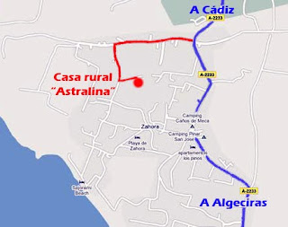 Alquiler casa rural en playa Zahora - Caños de Meca, Cadiz: LOCALIZACIÓN