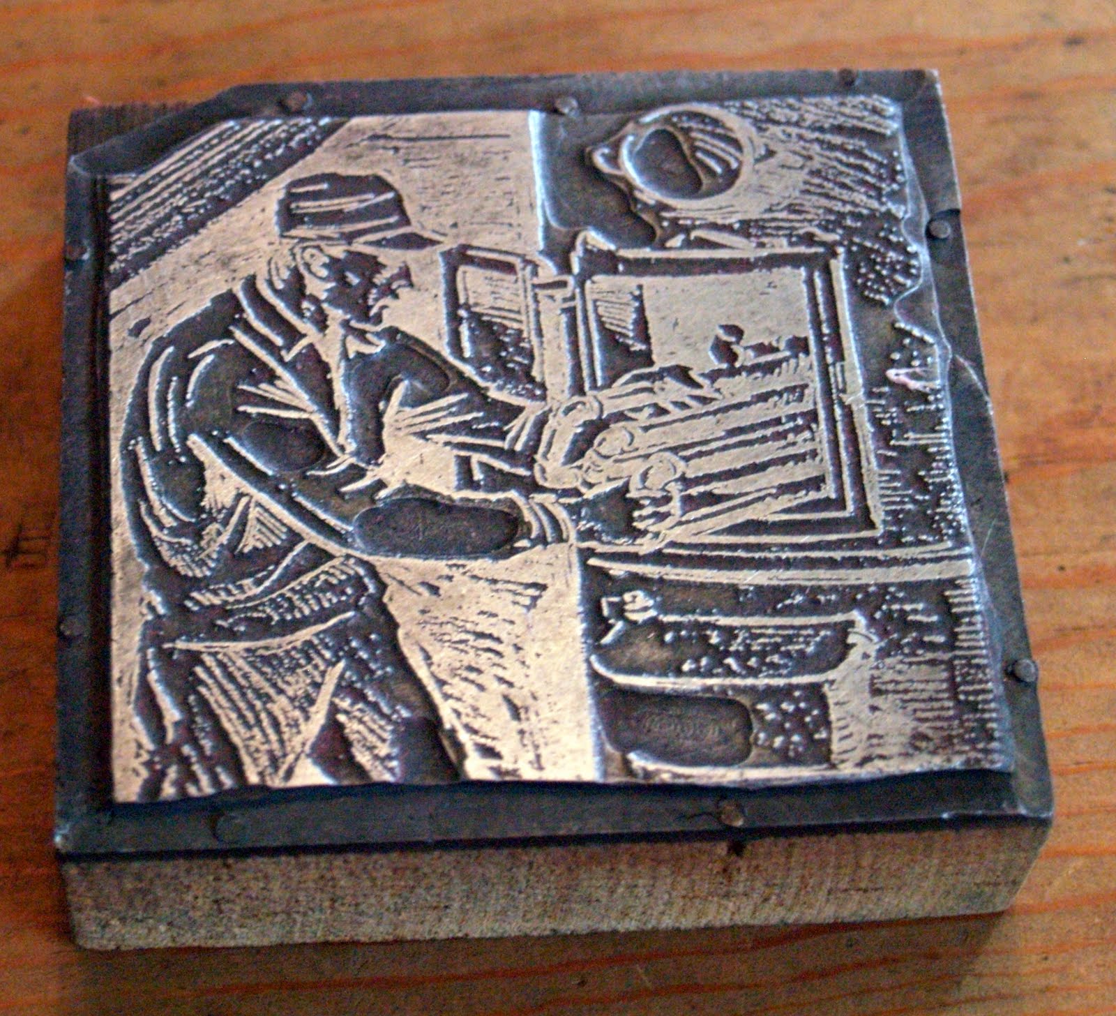 1920's 1930's Workman Printing Block ~ Rivet Head