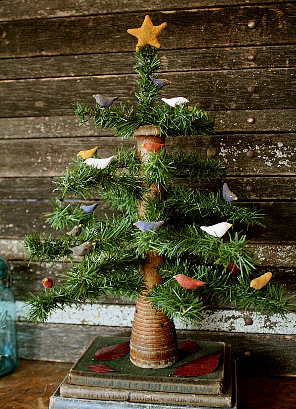 Rock River Stitches: Prim Wooden Beehive Bobbin Bird Tree