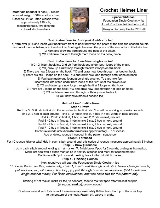 Knit and Crochet Tennessee: Helmet Liner Patterns