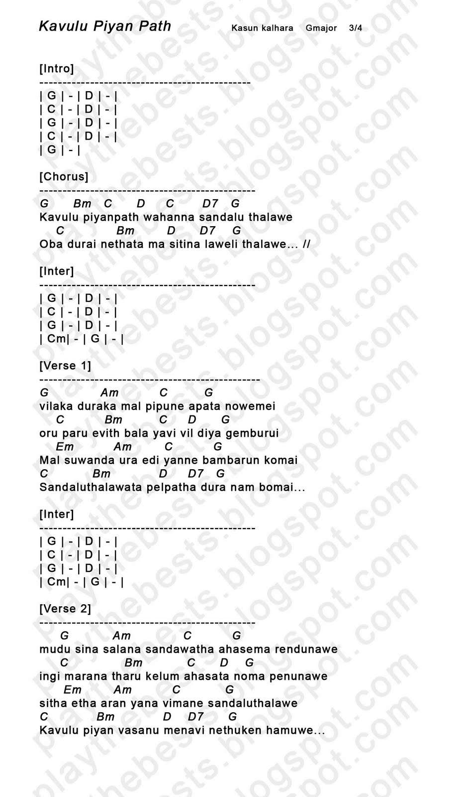 Chords of bests songs