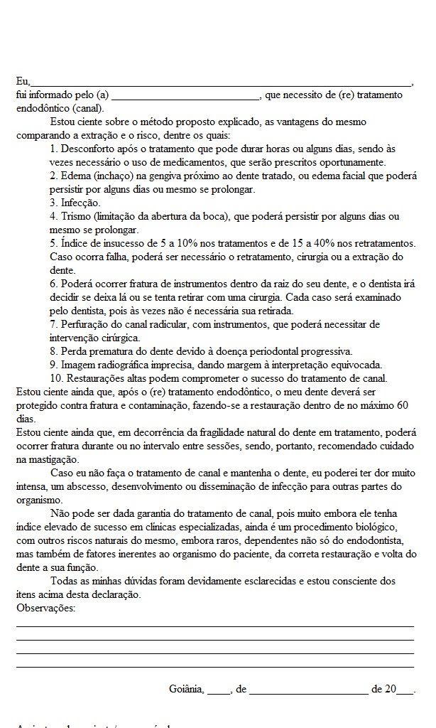 VH Endodontia: TCLE - Termo de Cosentimento Livre e Esclarecido em ...