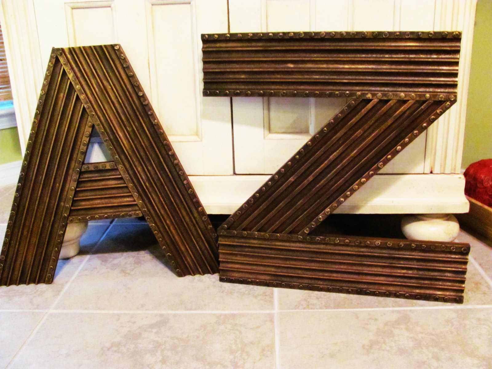 Large 24" DIY Fluted Molding Wooden Alphabet Letters in Metal Look ...