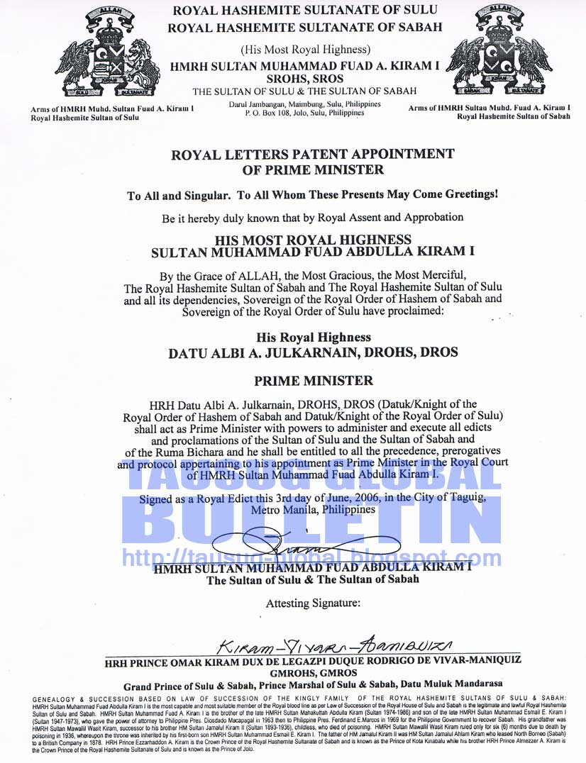 Kesultanan Sulu: SIAPA DATU ALBI AHMAD JULKARNAIN? (Edit Semula)
