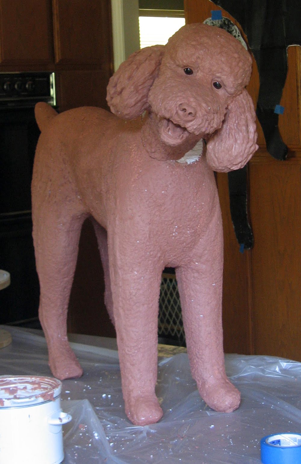 Dog Sculpture life size Bronze Poodle Sculpture: First layer of clay ...