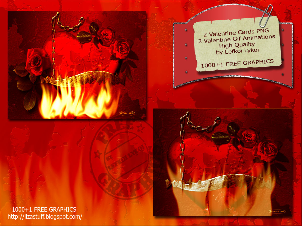 2 "Hearts on fire" Valentine Cards PNG - 2 "Hearts on fire" Animated ...