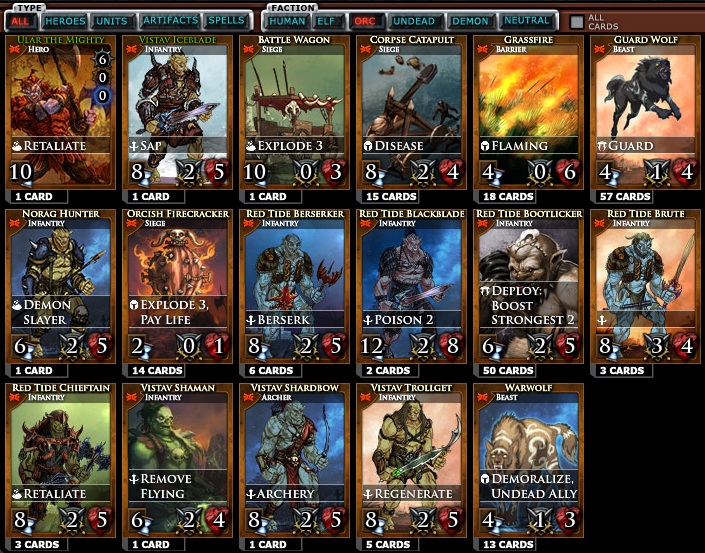 Warstorm Trading Cards: Collection...Orc Faction!