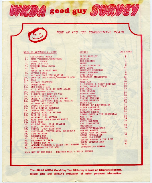 Nick's Radio Corner: WKDA Nashville Survey November 01, 1969