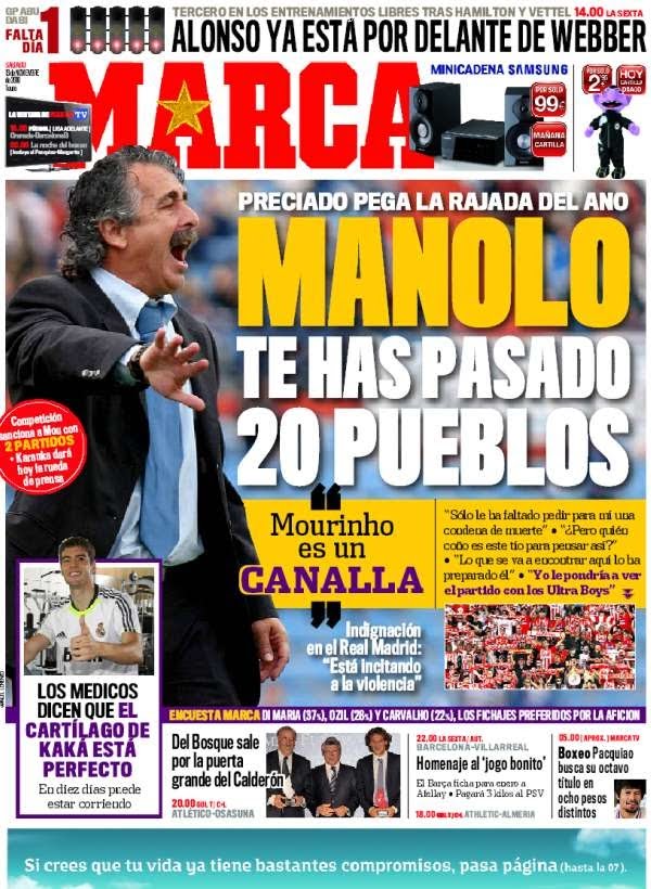 MAZINGUER: PORTADA DEL DIARIO MARCA EN EL DIA DE HOY