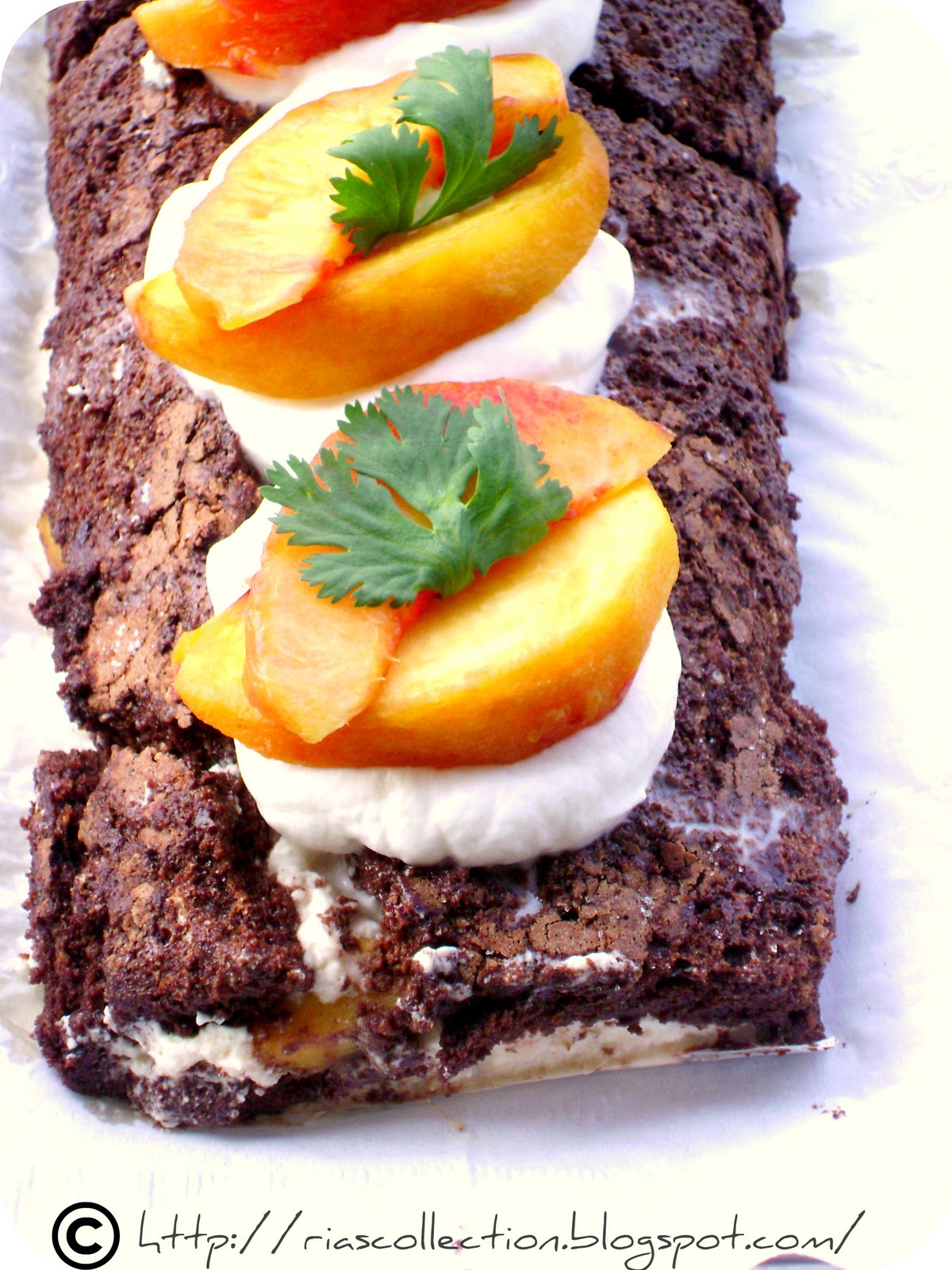 Ria's Collection: CHOCOLATE ROULADE with PEACHES & CREAM