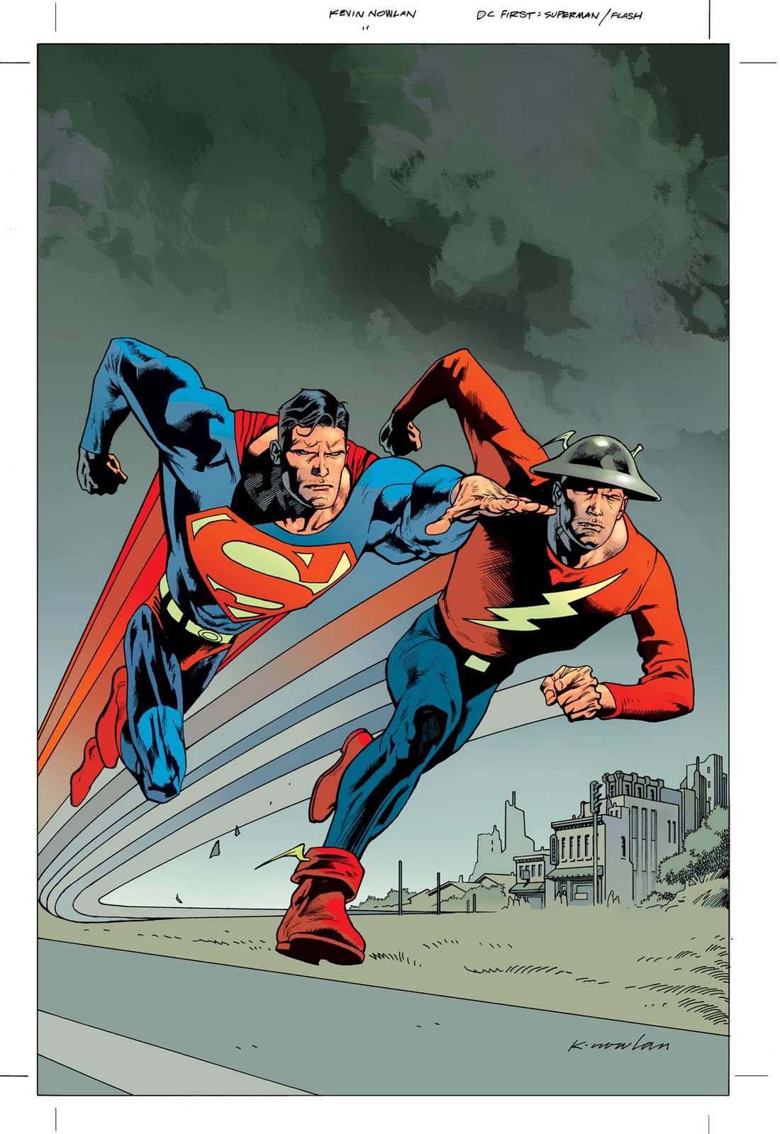Kevin Nowlan: DC First cover art: Superman and Flash
