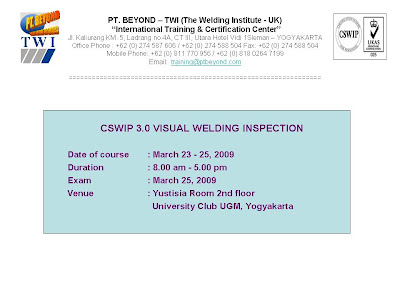 TWI Training & Certification at PT. BEYOND: CSWIP 3.0 Visual Welding ...
