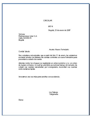 Documento Circular. kelly y Adriana: tipos de carta circular interna ...