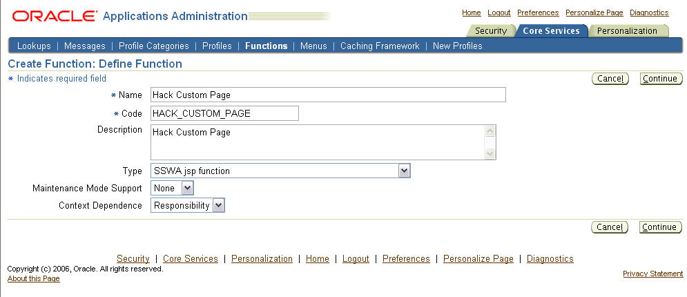 Oracle Applications: Create a custom OAF page inside Oracle Applications