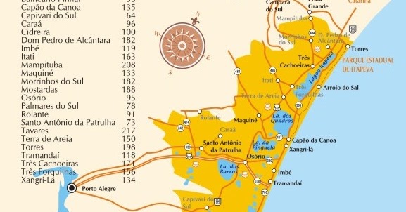Playas de Brasil: Mapa Litoral Costero del Estado de Rio Grande do Sul